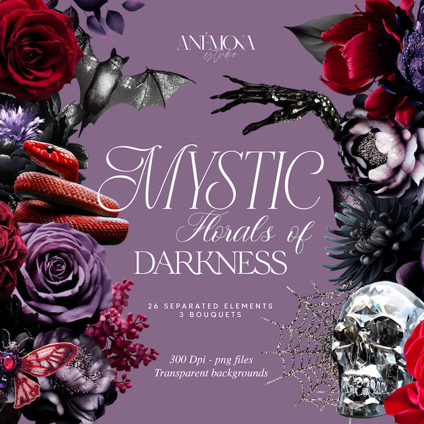 Gothic Flowers Clipart - Etsy