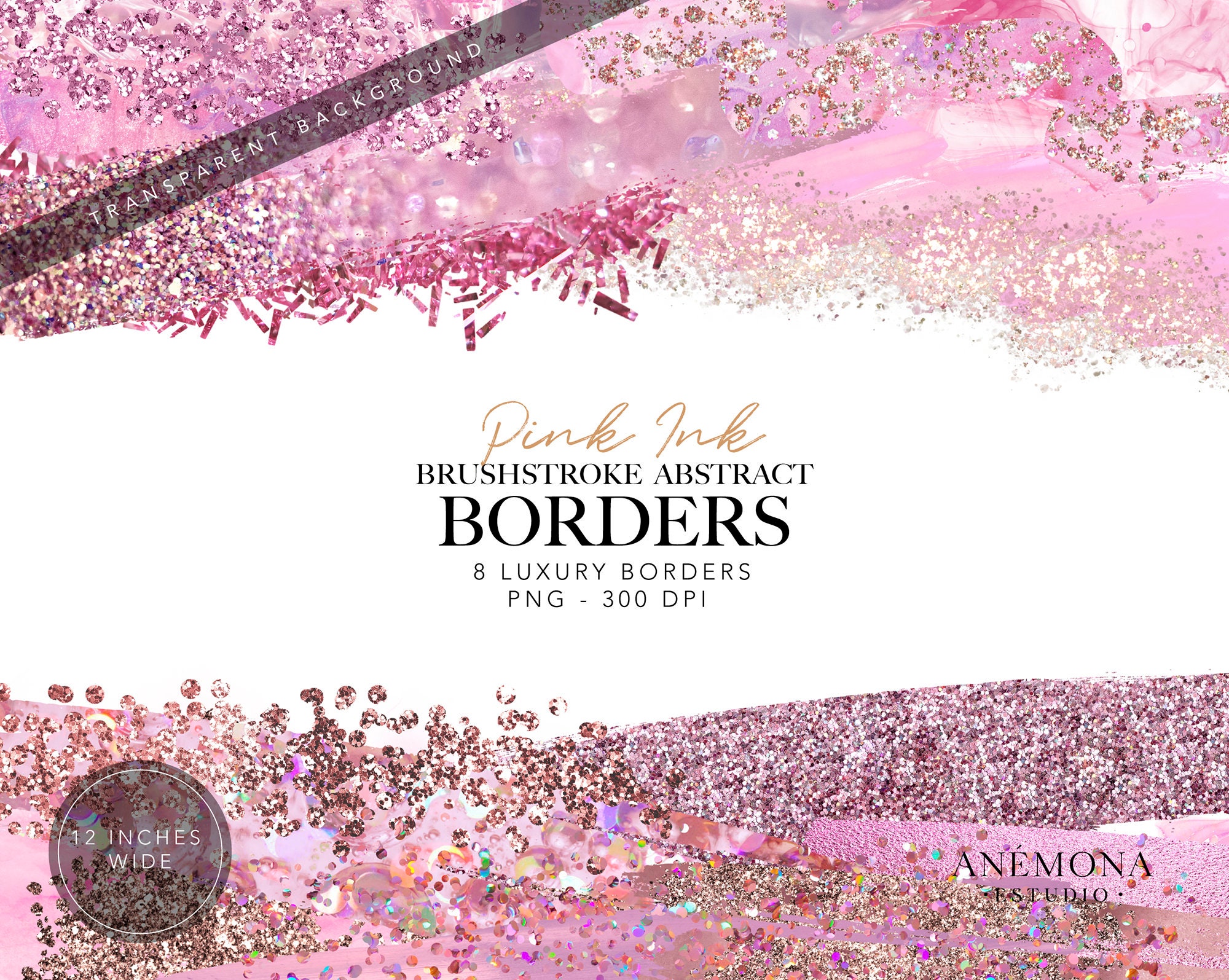 Pink Border Clipart Pink Foil Clipart Pink Glitter Border - Etsy