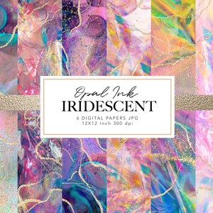 Opal Iridescent Digital Paper: Rainbow Textures (12x12" JPG) (digital ...