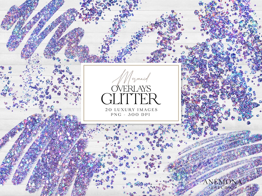 Mermaid Glitter Confetti Clipart, Purple Glitter Overlays, Purple ...