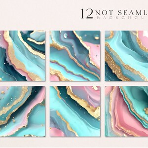 Agate Backgrounds, Pink and Teal Agate Gold Foil, Digital Paper Pack ...