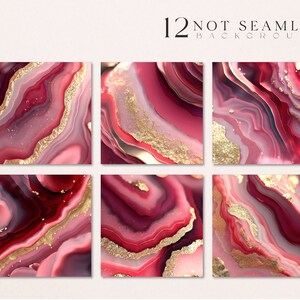 Agate Backgrounds, Pink and Red Agate Gold Foil, Digital Paper Pack ...