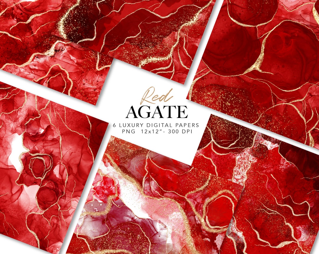 Red Agate Digital Paper - Red Marble Paper - Red Alcohol Ink Paper ...