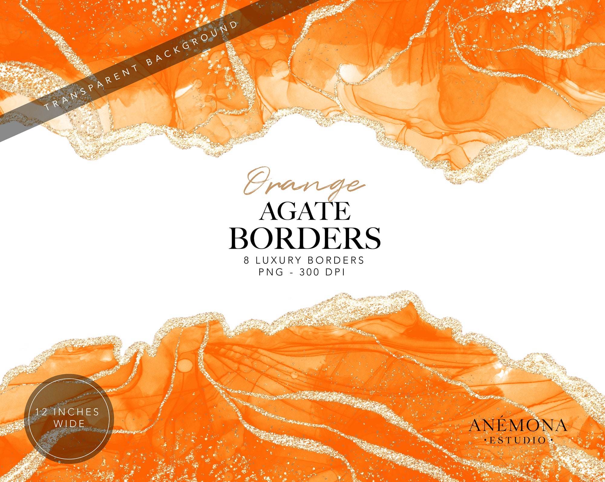 Orange Agate Borders Clipart Watercolor Geode Clipart Gold - Etsy