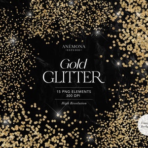 Gold Glitter Clipart Overlays: Shimmering Confetti PNG (commercial Use ...