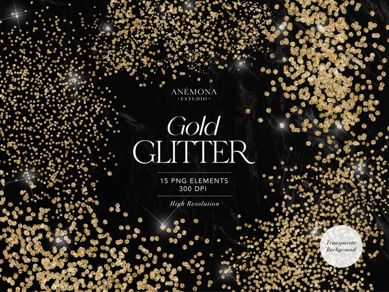 Gold Glitter Clipart Overlays: Shimmering Confetti PNG (commercial Use ...