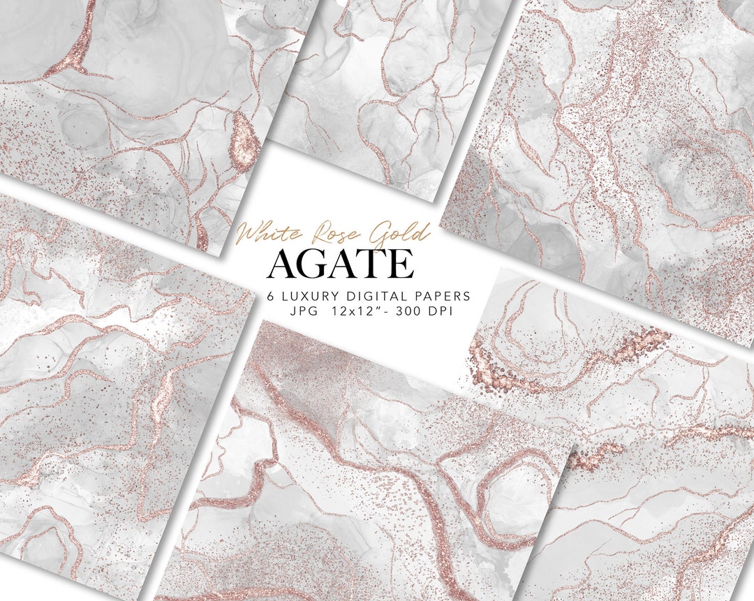 Crystal Agate Digital Paper - White Marble Paper - Alcohol Ink Art ...