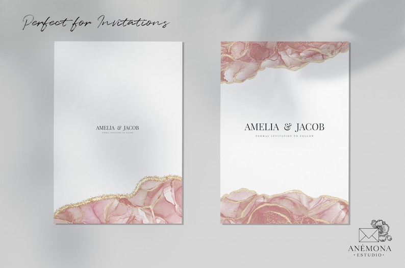 Blush Agate Borders Clipart: Rose Gold Watercolor (digital Download) - Etsy