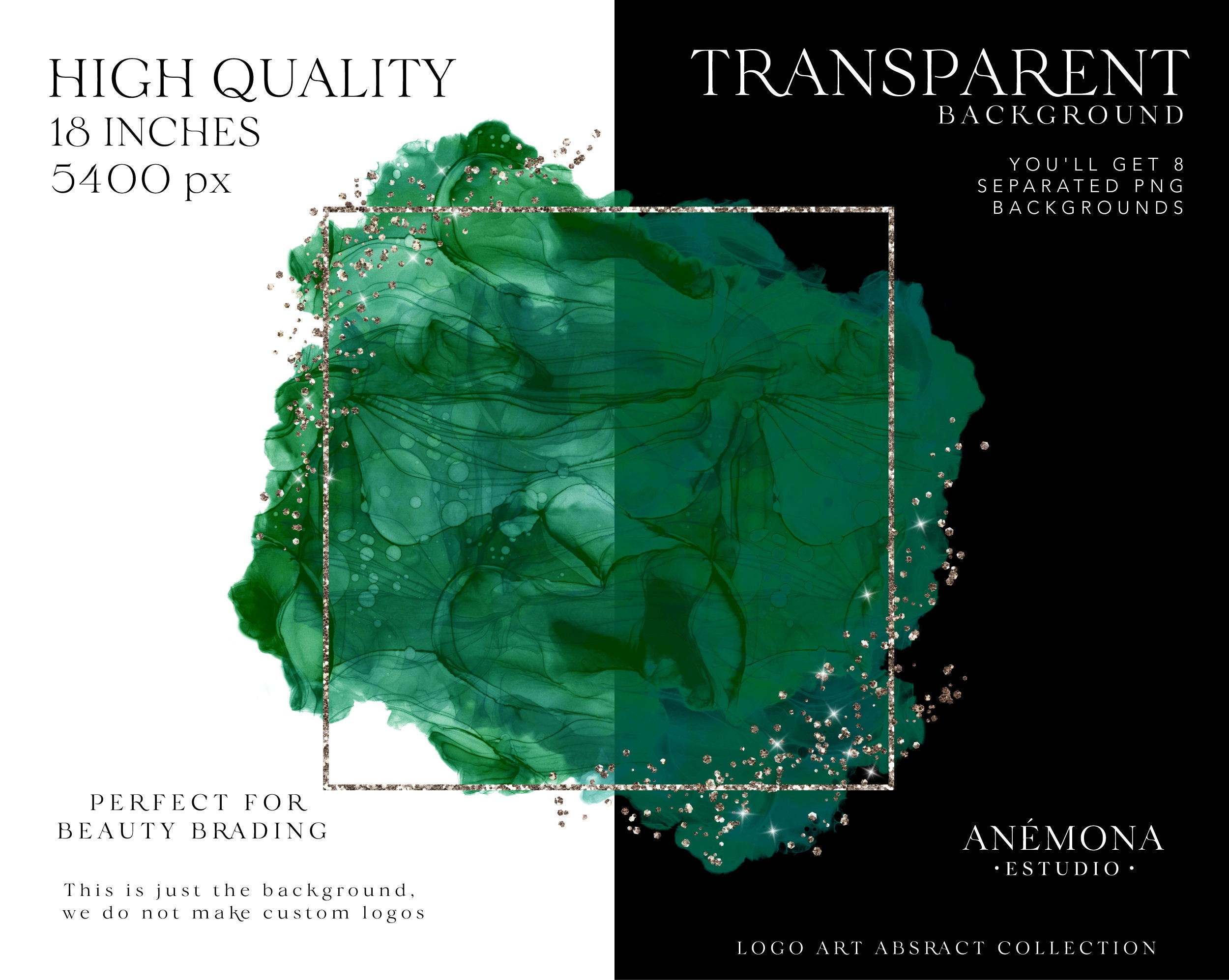 Emerald Watercolor Clipart Gold Glitter Clipart Green - Etsy