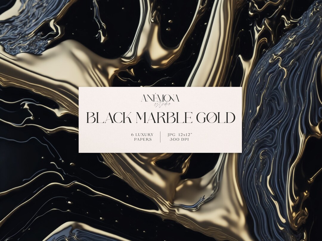 Black and Gold Marble Digital Paper: Luxury Gold Veins (instant ...