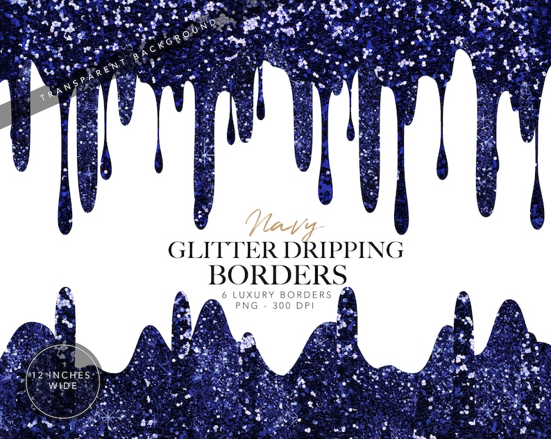 Navy Blue Dripping Navy Drips Borders Drip Glitter Borders | Etsy