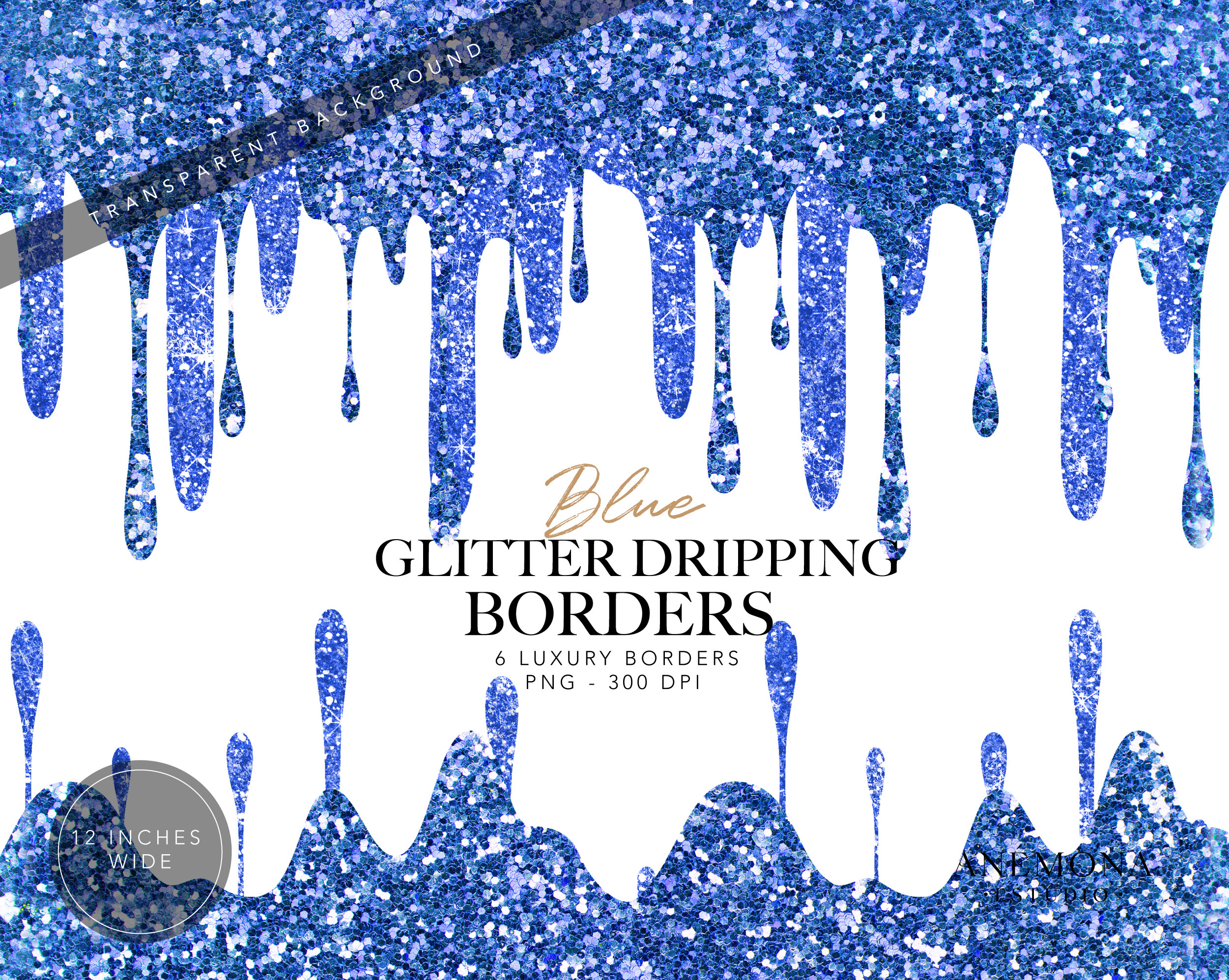 Blue Dripping Blue Drip Borders Drip Glitter Borders Blue - Etsy