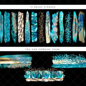 Aqua Brush Strokes Clipart, Aque Clipart, Turquoise Clipart, Blue ...