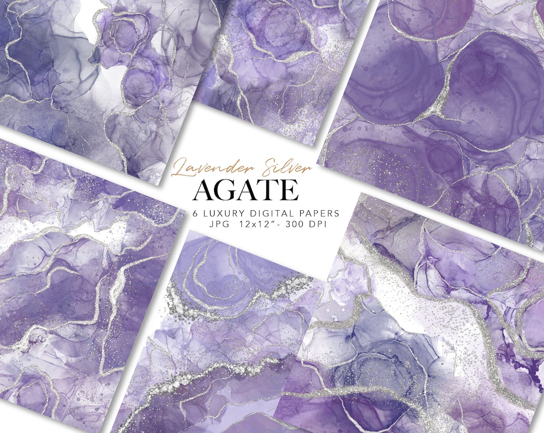 Lavender Agate Digital Paper: Lilac Marble Texture (12x12" JPG ...