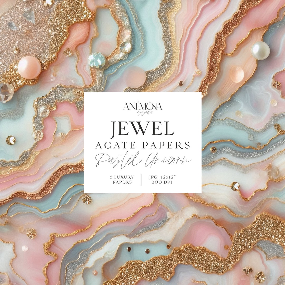Pastel Unicorn Agate Digital Paper: Glitter Marble Texture (digital ...