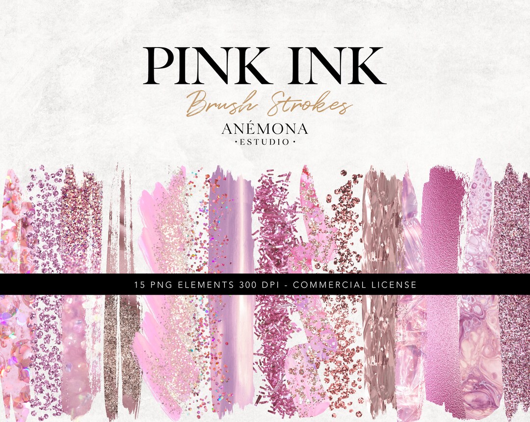 Pink Brush Strokes Clipart, Pink Clipart, Pink Foil Clipart, - Pink ...