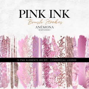 Pink Brush Strokes Clipart, Pink Clipart, Pink Foil Clipart, - Pink ...