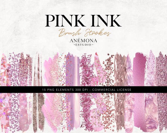 Pink Brush Strokes Clipart Pink Brushstrokes Clipart | Etsy