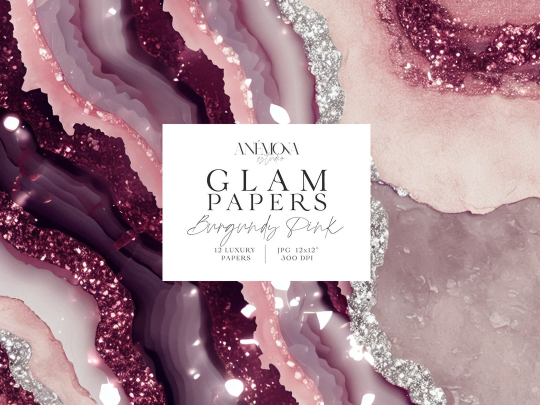 Burgundy Pink Sparkling Shiny Glitter Glamorous Digital Paper, Metallic ...