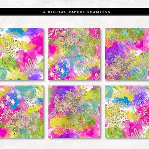 Neon Digital Paper - Glitter Abstract Paper - Colorful Alcohol Ink ...