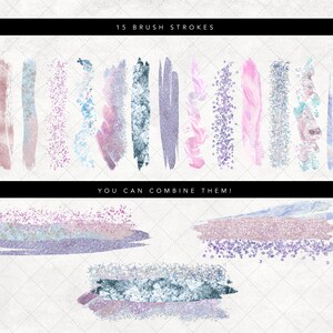 Pastel Brush Strokes Clipart, Brushstrokes Clipart, Metallic Foil ...