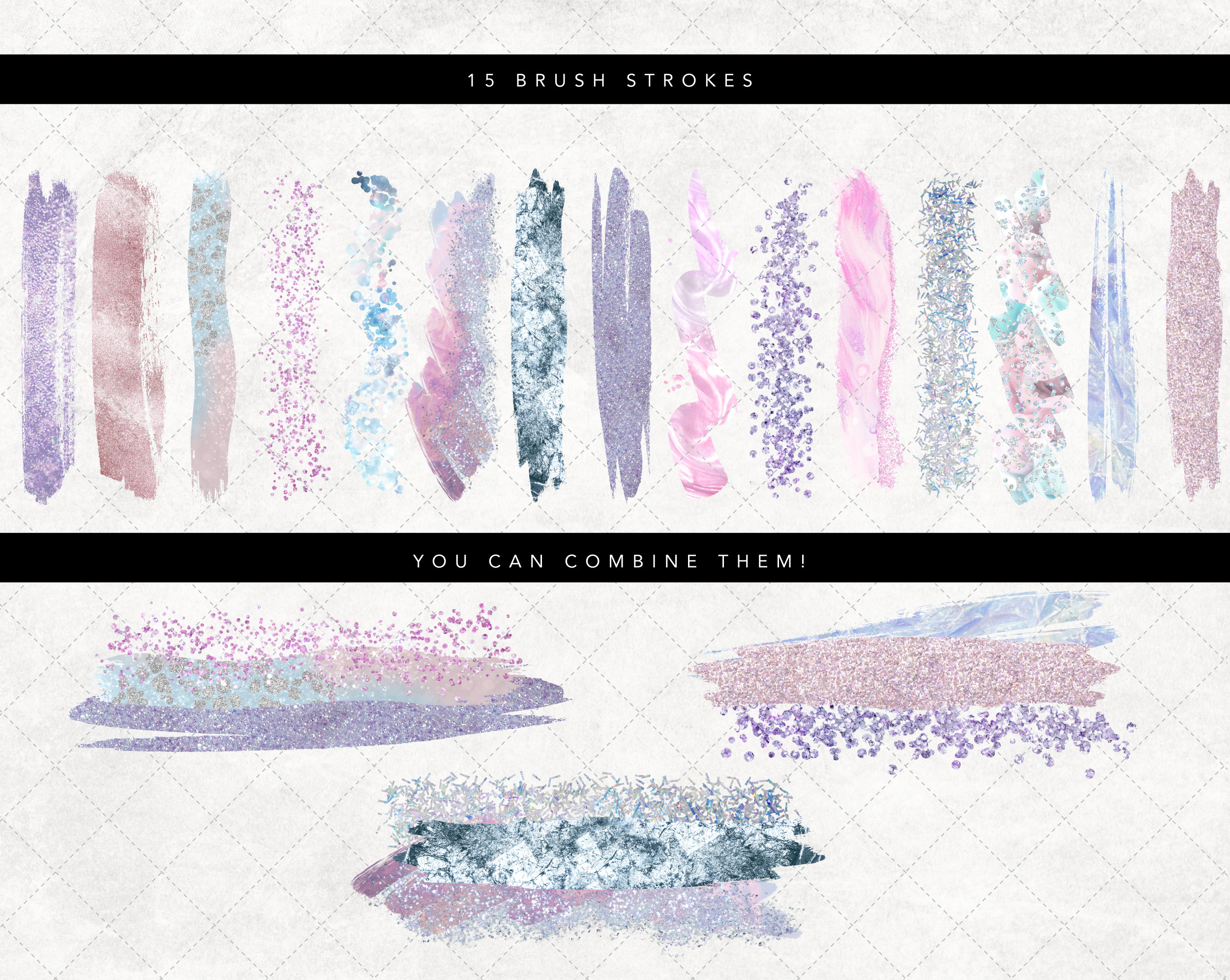 Pastel Brush Strokes Clipart Brushstrokes Clipart Metallic - Etsy