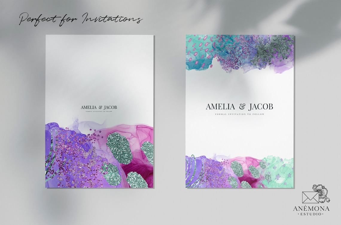 Purple Watercolor Border Clipart Glitter Border Aqua - Etsy