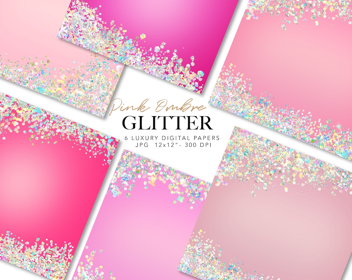 Pink Holographic Glitter Digital Paper Iridescent Textures - Etsy