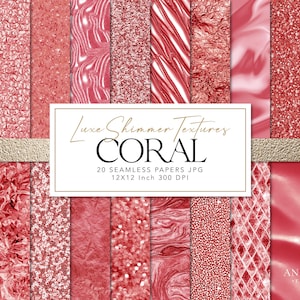 Coral Digital Paper, Coral Foil Paper, Coral Glitter, Seamless Coral ...