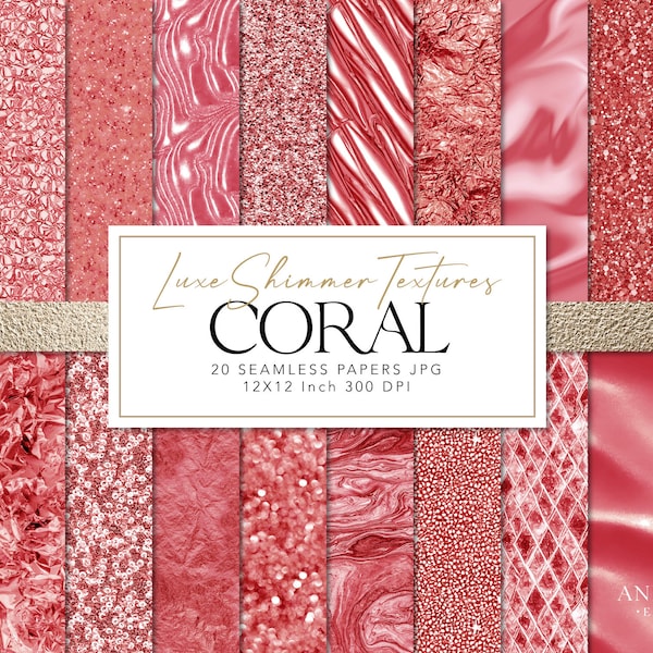 Coral Digital Paper - Etsy