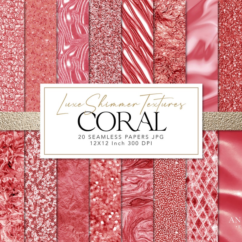 Coral Digital Paper - Etsy