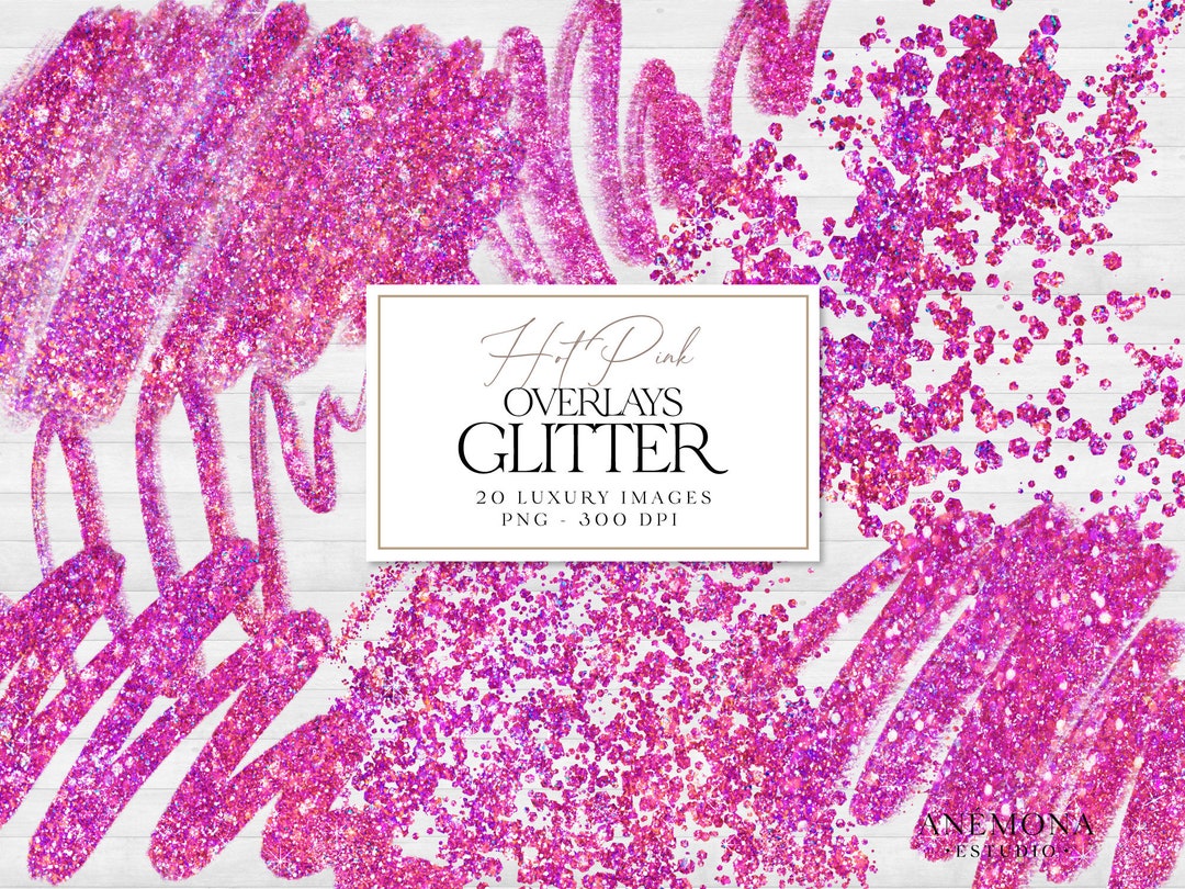 Hot Pink Glitter Confetti Clipart: Shimmering Overlay Graphics (PNG ...