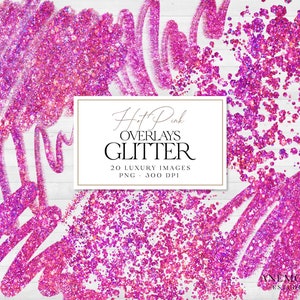 Hot Pink Glitter Confetti Clipart: Shimmering Overlay Graphics (PNG ...