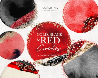 Blue and Gold Watercolor Circles Clipart Glitter Circle Clip | Etsy