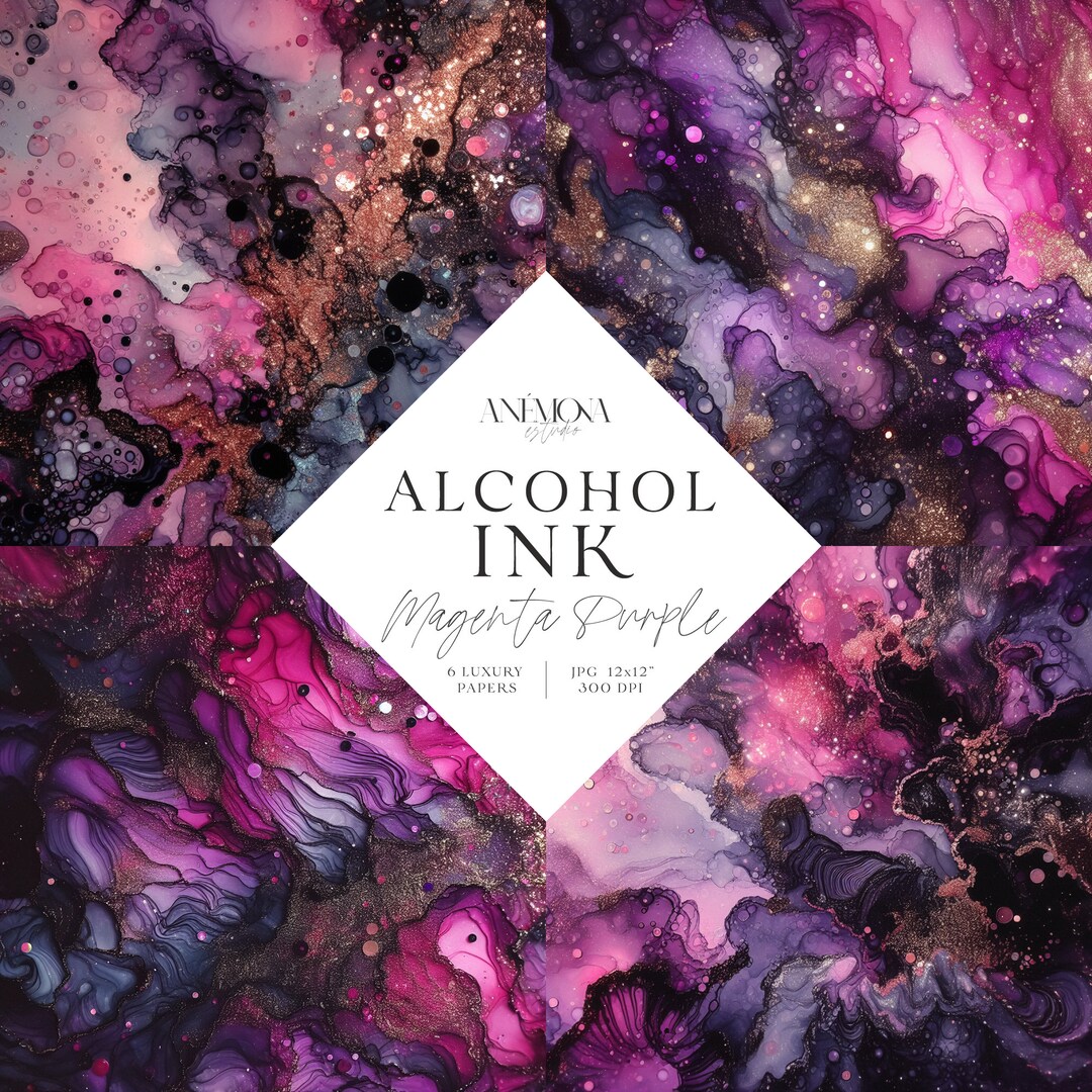 Black Hot Pink Purple Alcohol Ink Pattern, Liquid Textures, Elegant ...