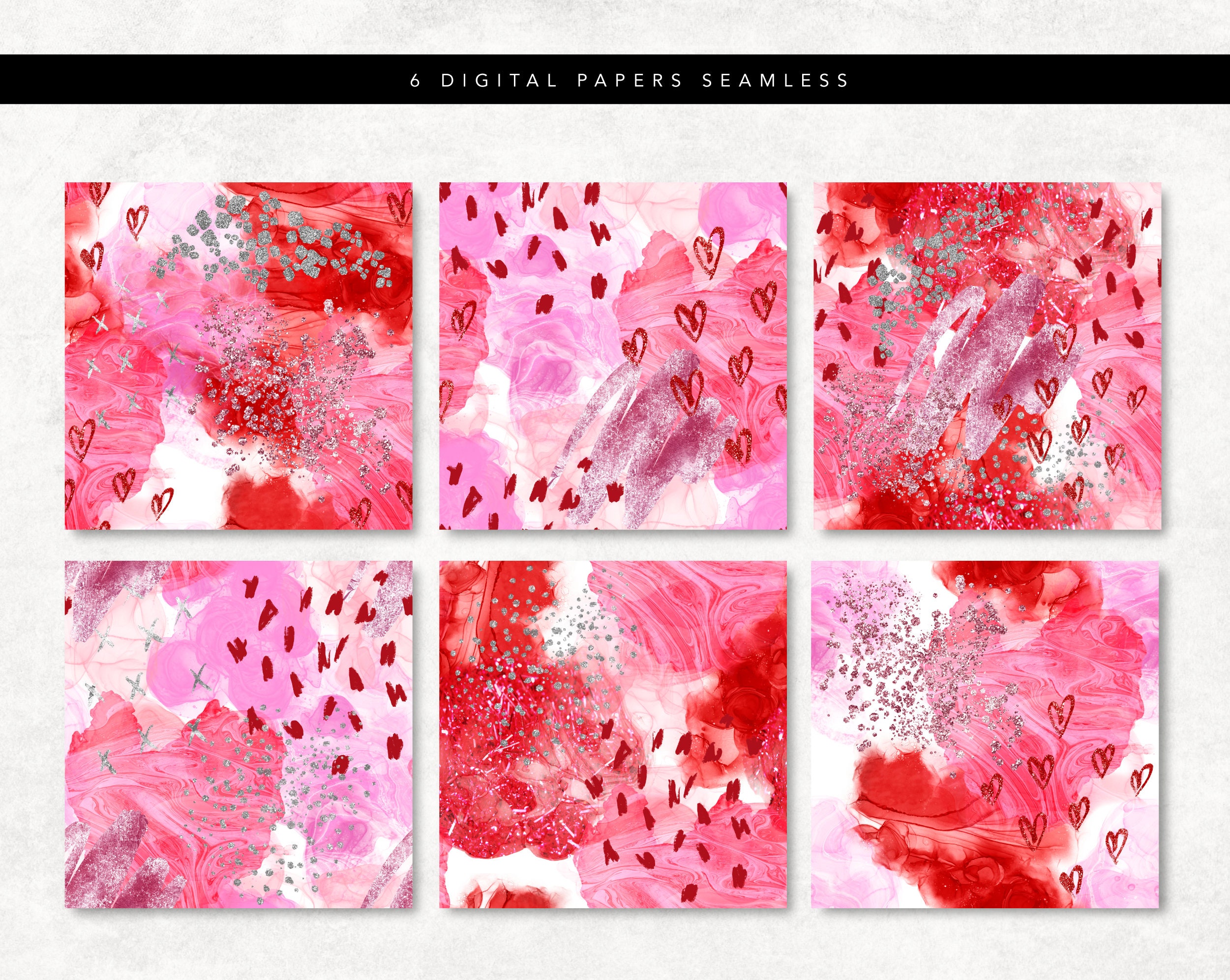 Pink and Red Digital Paper Glitter Abstract Paper - Etsy