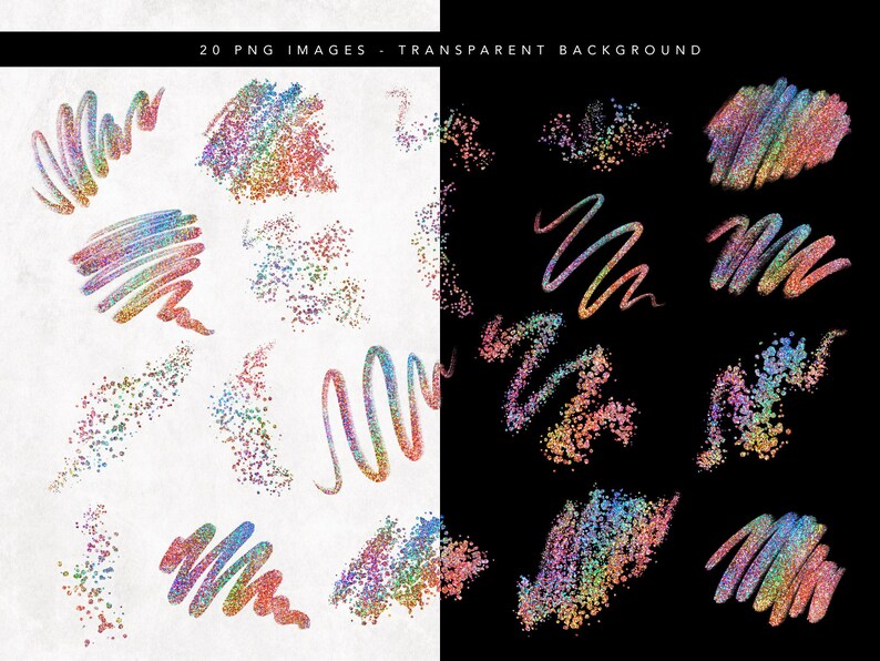 Rainbow Glitter Confetti Clipart Rainbow Glitter Overlays - Etsy