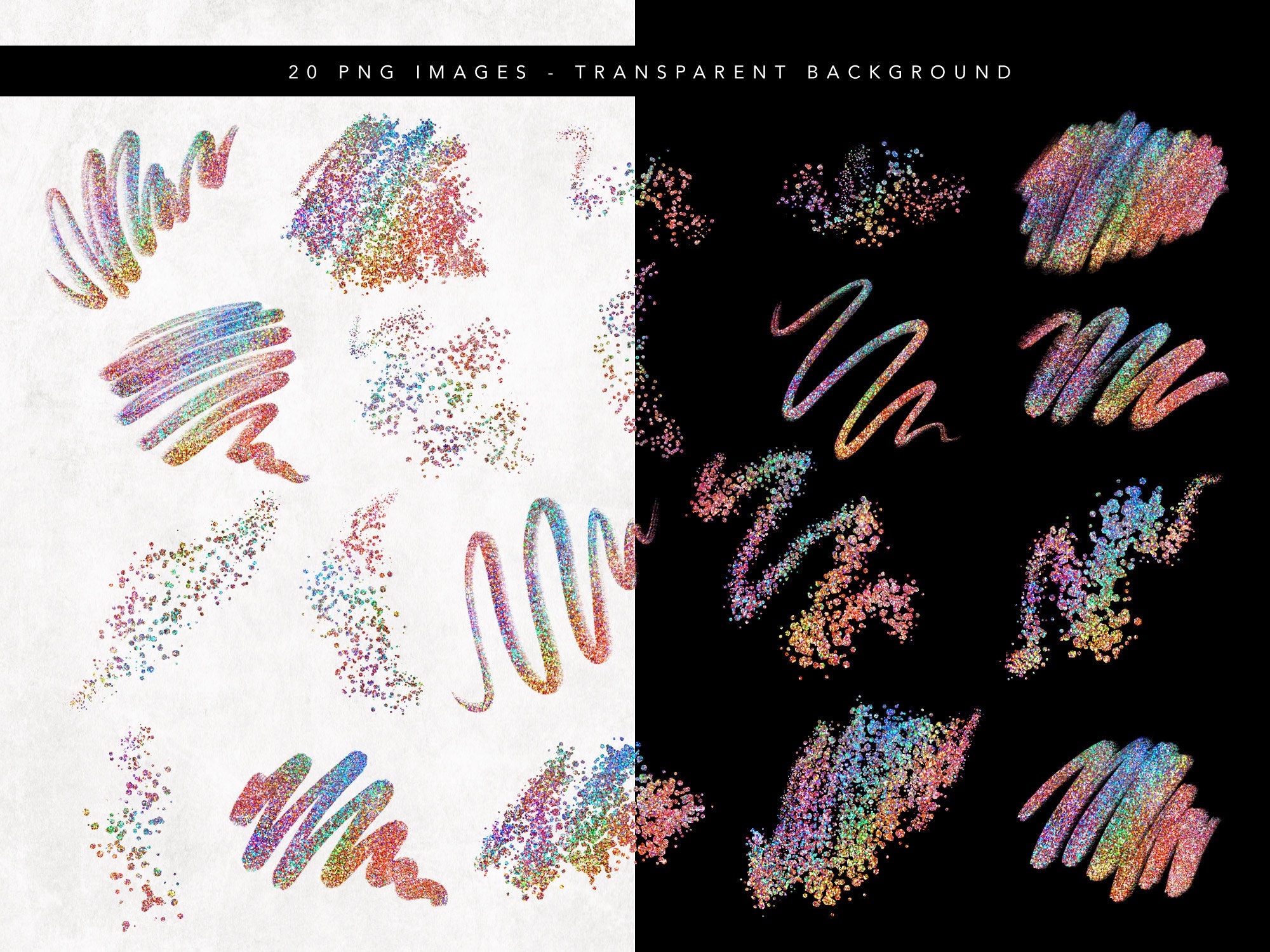 Rainbow Glitter Confetti Clipart Rainbow Glitter Overlays - Etsy