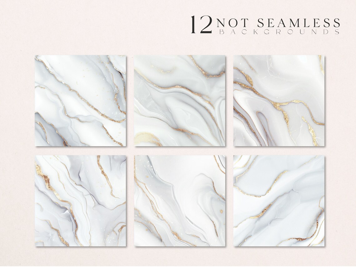 White and Gold Marble Digital Paper: 12x12 JPG (digital Download) - Etsy