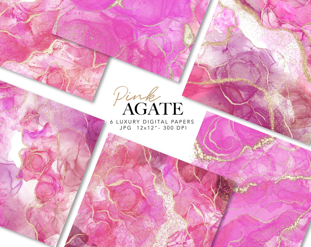 Pink Agate Digital Paper - Pink Marble Paper - Pink Geode Paper ...