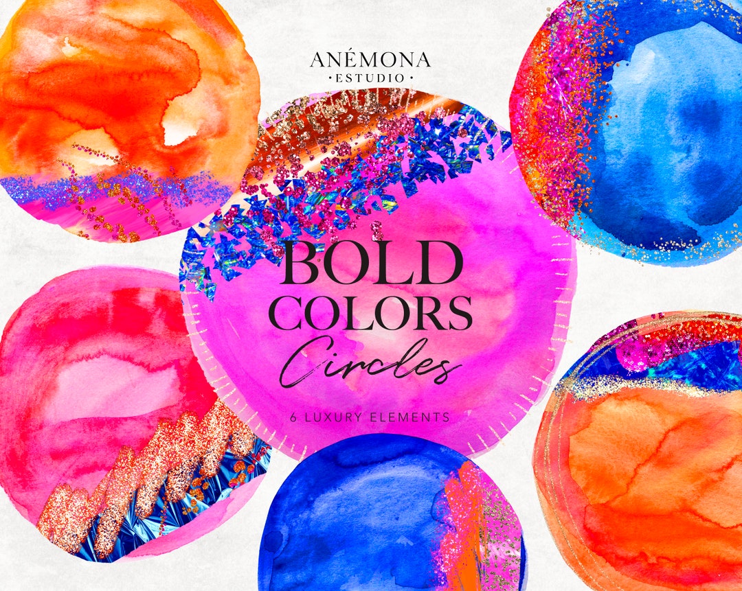Colorful Watercolor Circles Clipart - Logo Clipart - Hot Pink Circles ...