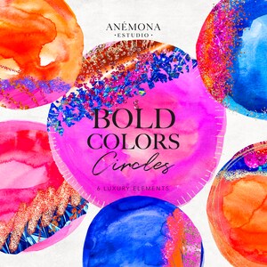 Colorful Watercolor Circles Clipart - Logo Clipart - Hot Pink Circles ...