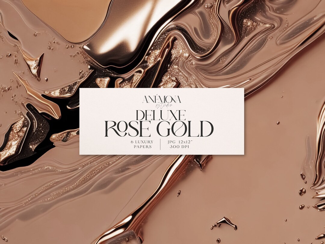 Rose Gold Foil Digital Paper, Liquid Textures in Rose Gold, Deluxe ...