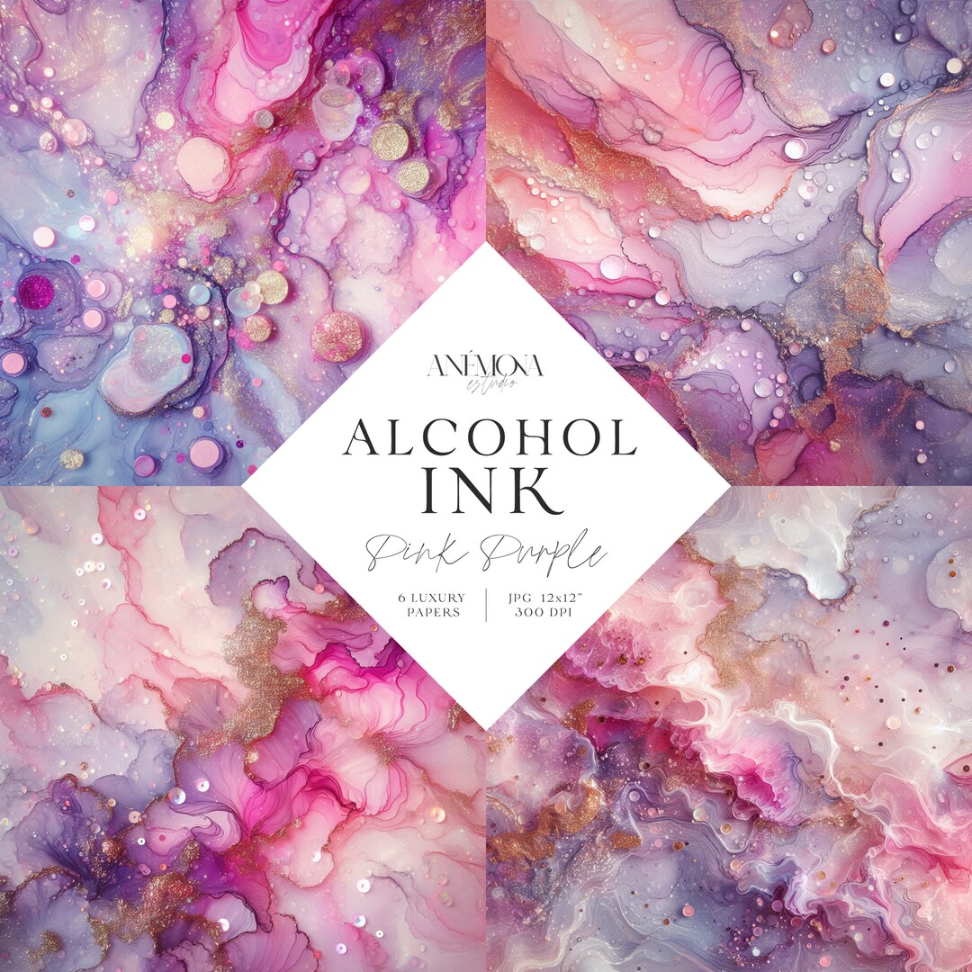 Pink Purple Alcohol Ink Digital Paper: Shimmer Backgrounds (digital ...