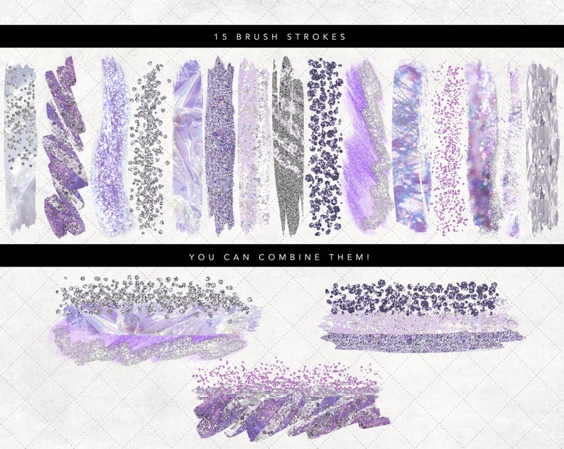 Paper, Party & Kids Purple Glitter Clip Art Purple Brush strokes ...