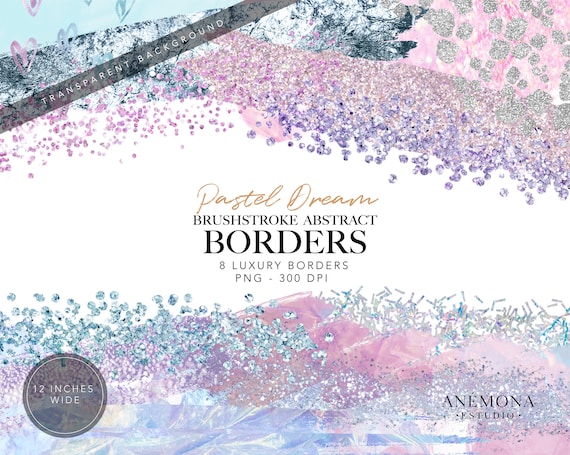 Pastel Border Clipart Pastel Glitter Border Pastel Digital - Etsy