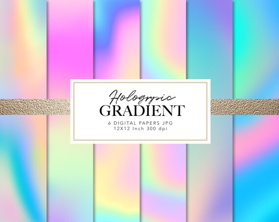 Holographic Digital Paper Pastel Rainbow Digital Paper | Etsy