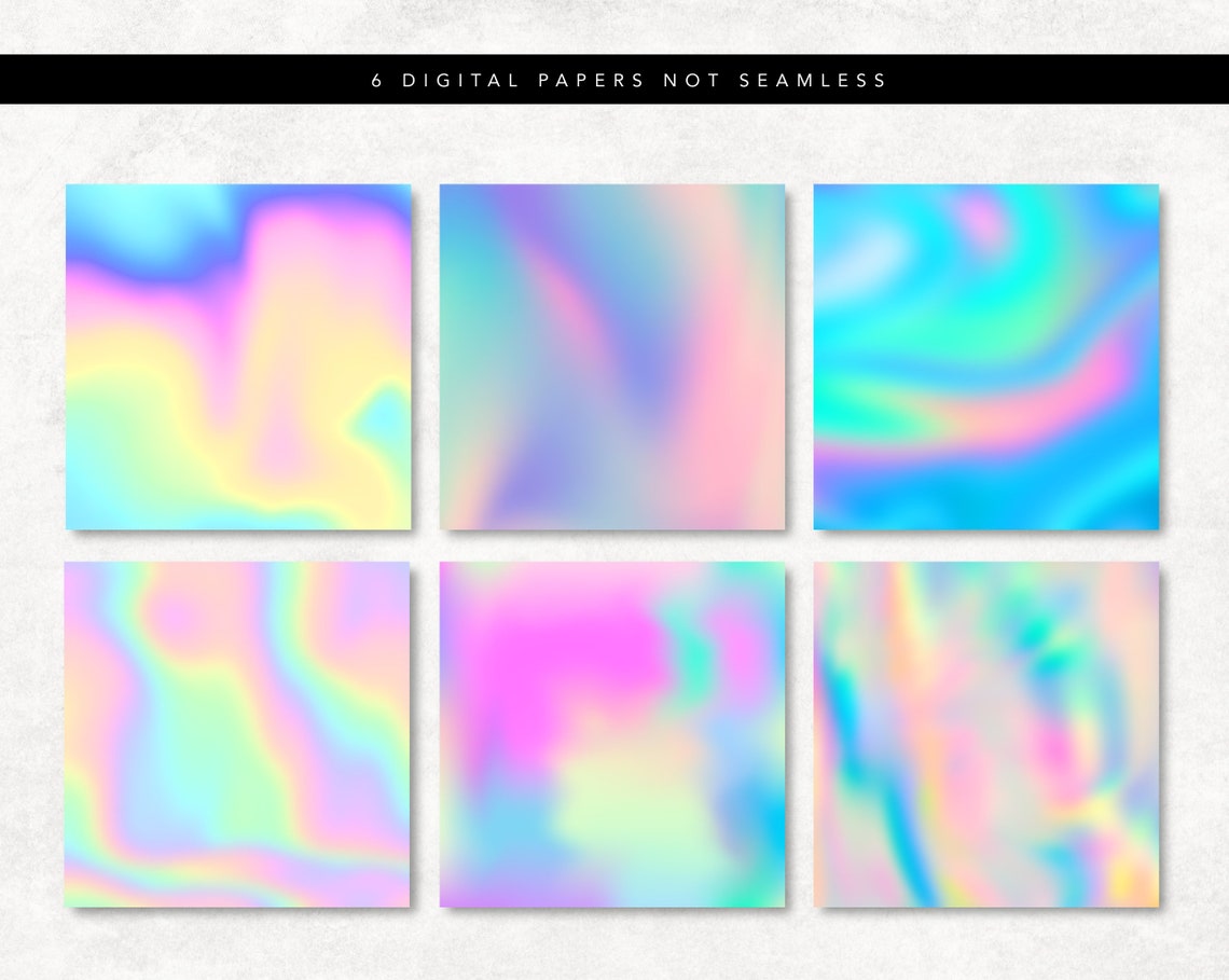 Holographic Digital Paper Pastel Rainbow Digital Paper | Etsy