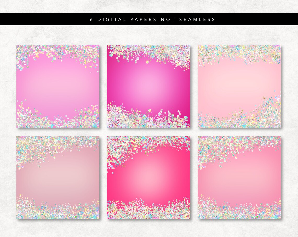 Pink Holographic Glitter Digital Paper Iridescent Textures - Etsy