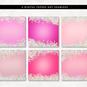 Pink Holographic Glitter Digital Paper - Iridescent Textures, Pink ...